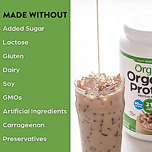 Orgain Organic Vegan Protein Powder, Iced Coffee, 21g of Plant Based Protein, 60mg of Caffeine, Low Net Carbs, Non Dairy, Gluten Free, No Sugar Added, Soy Free, Kosher, Non-GMO, Flavored, 2.03 Lb