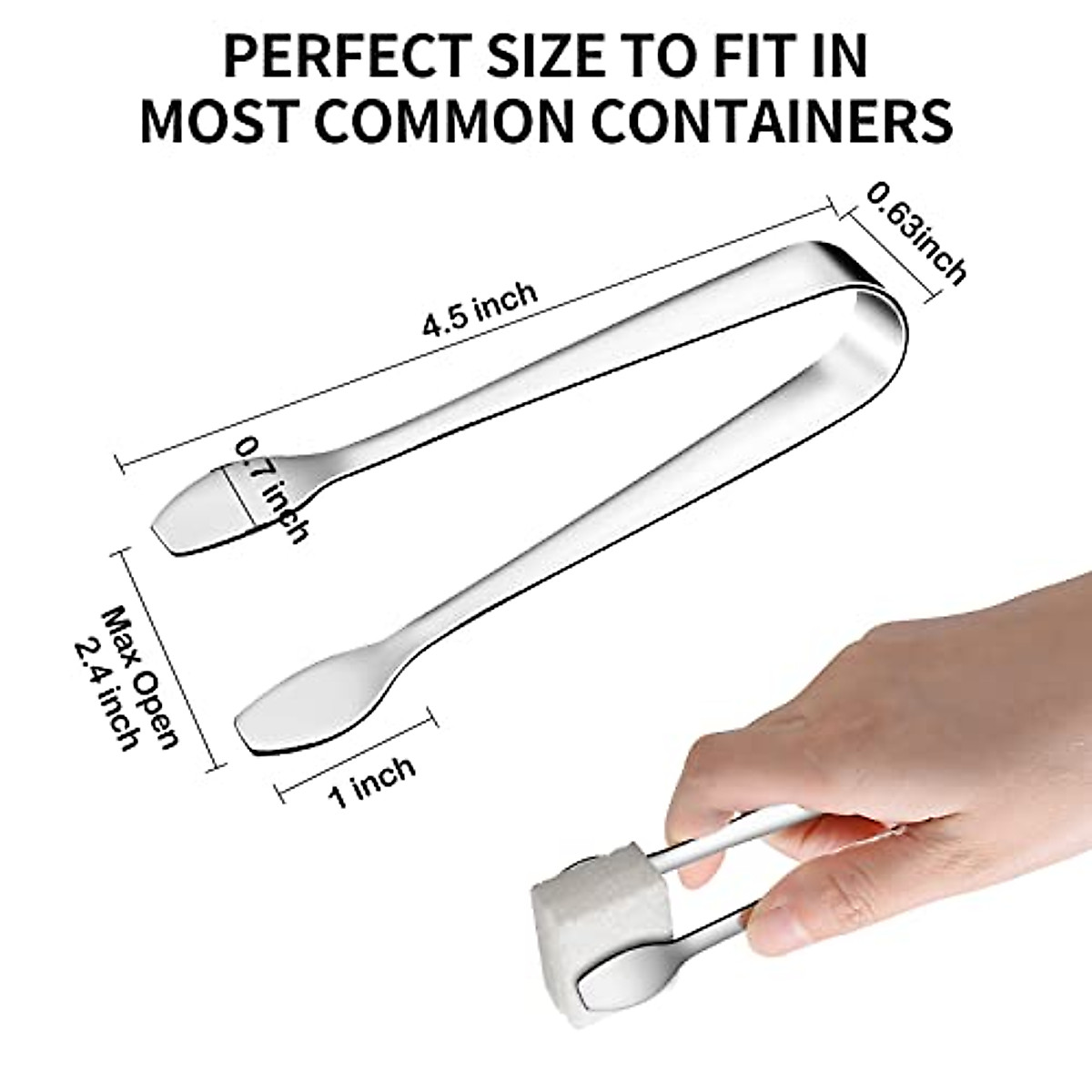 SOLEADER Mini Serving Tongs, Small Serving Utensils for Catering, Kitchen Tongs, Food-Grade Premium 304 Stainless Steel Tongs, Heavy Duty (4.5" Appetizer Tongs)