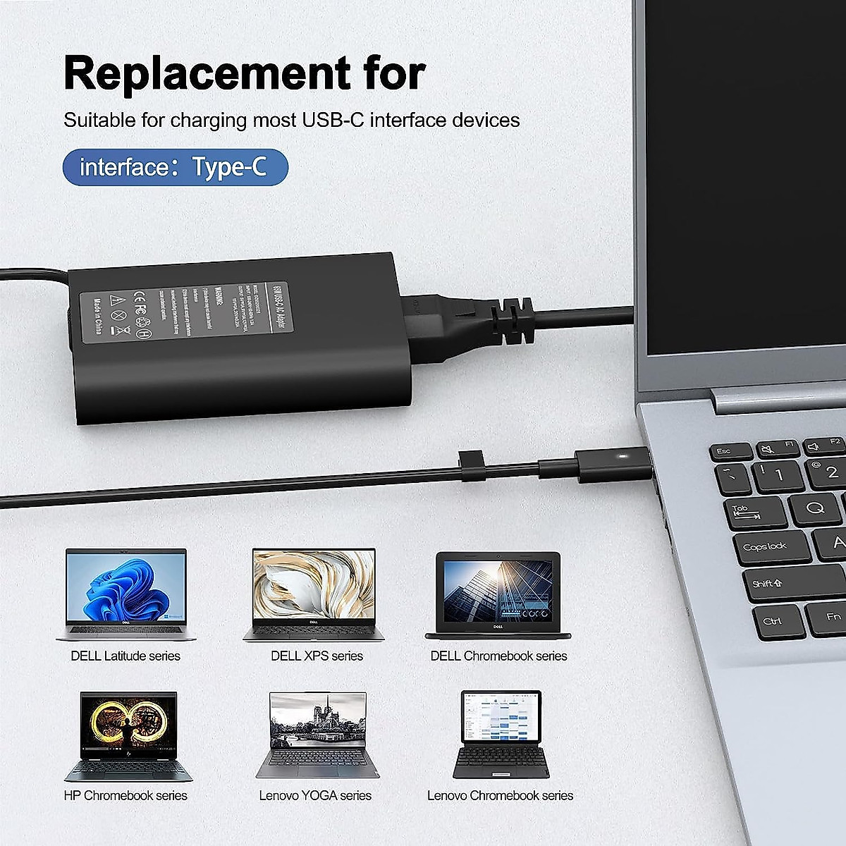 Replacement Dell Laptop Charger 65W 45W USB C Laptop Charger for Dell 5420 5520 7420 5430 7430 7330 7340 5320 7320 5290 2in1,XPS 13 9360 9320 7390 2in1 9350 9380 9370 9310 9300 Dell Laptop Charger1