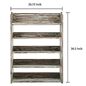 MyGift 5 Tier Rustic Torched Wood Entryway Shoe Rack Storage Shelves, Closet Organizer Shelf