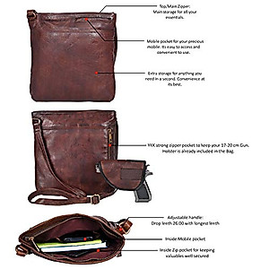 Brown Vintage Stylish Sling Bag for Women Over the Shoulder Purses Detachable Strap