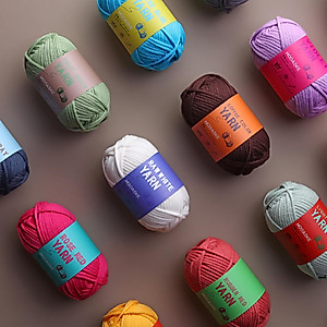 Mooaske 3 Pack (3 x 50g) Crochet Yarn with Crochet Hook - Worsted Medium Yarn for Crocheting - Easy-to-See Stitches Cotton-Nylon Blend Beginner Knitting Yarn for Adults and Kids