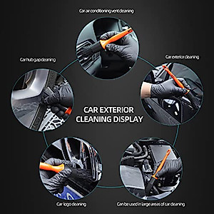 SPTA Car Detailing Brush Kit - 6 Pack, Auto Boar Hair Detail Brush Set Automotive Interior Exterior No Scratch Microfiber Detailing Brushes for Cleaning Air Vents, Engine Bays, Dashboard & Wheels