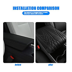 Hawyet 1 PC Car Memory Foam Center Console Armrest Pad, 12.59" x 8.66" x 1.96" Corrugated Leather Armrest Box Booster Pad, Universal for All Seasons, Suitable for Most Models (Black)