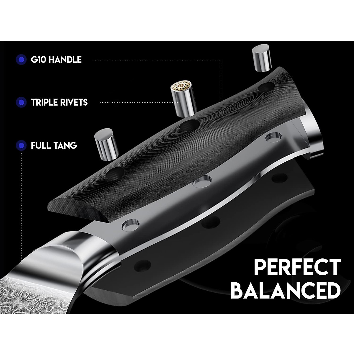 enowo Damascus Knife Set 3 PCS,Razor Sharp Kitchen Knives Made of Japanese Damascus Steel VG10, Well-Balanced Damascus Chef Knife set with Premium G10 Full Tang Handle Triple Rivet Gift Box