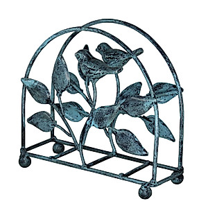 Cast Iron Bird & Tree Classic Napkin Holder/Tabletop Freestanding Tissue Dispenser, Turquoise