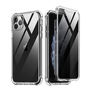 SURITCH Clear Case for iPhone 11 Pro Max (Only) 6.5-inch, [Privacy Screen Protector] Full Body Protection Rugged Shockproof Bumper Phone Cover for iPhone 11 Pro Max -(Clear)