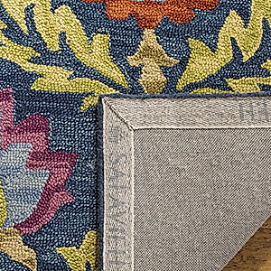SAFAVIEH Suzani Collection 8' x 10' Blue/Multi SZN312A Hand-Hooked Boho Premium Wool Area Rug