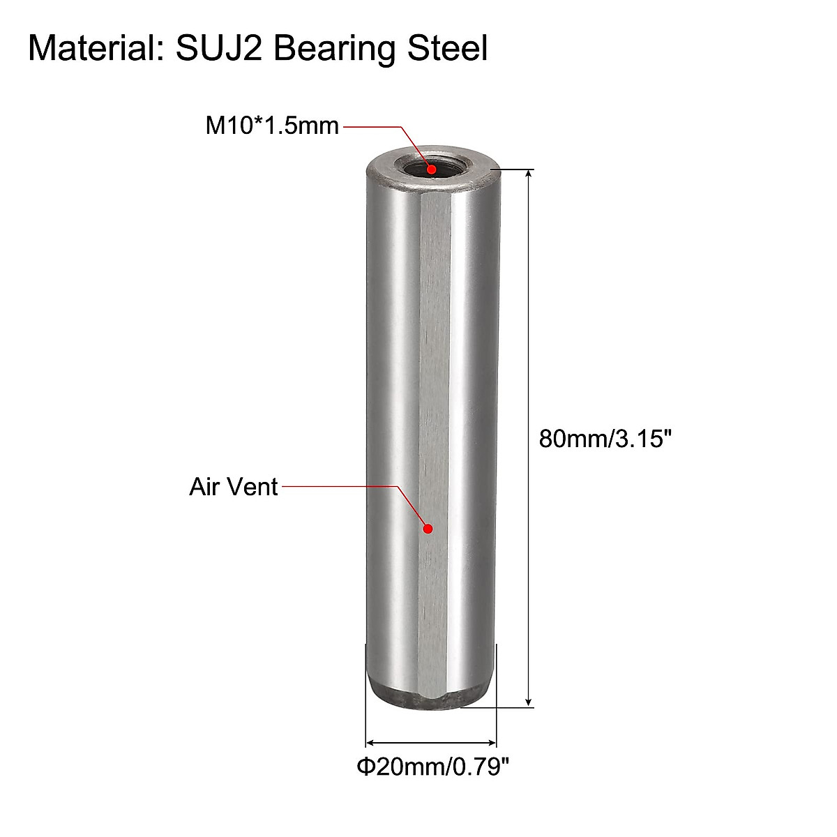 uxcell M10 Internal Thread Dowel Pin 20x80mm Chamfering Flat Exhaust Groove Cylindrical Pin Bed Bookshelf Metal Devices Industrial Pins