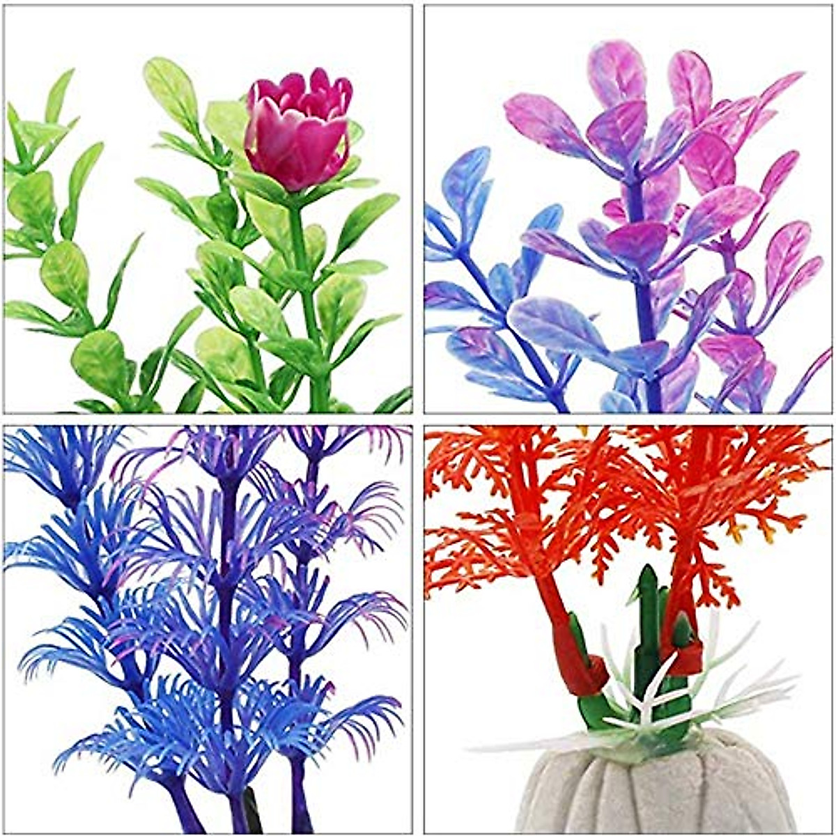 10Pcs Artificial Aquarium Plants, Small Size 2 to 4.5 inch Approximate Height Fish Tank Decorations Home Décor Plastic