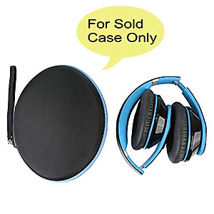co2CREA Hard Travel Case Replacement for Matte Finish Premium Rechargeable Wireless Bluetooth Over Ear Headphones Foldable Headset (Black Case + Blue Zipper)