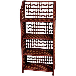 Red Lantern 43" Natural Fiber Shelving Mahogany Unit, 4 Shelf