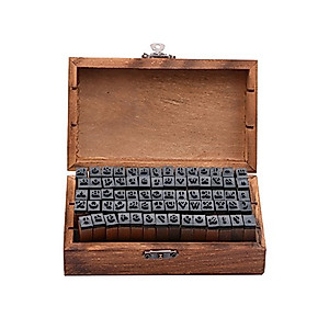 Rubber Stamp Letters Alphabets, Dedoot 70 pcs Alphabet Stamps for Pottery Vintage Wooden Number and Letter Symbol Alphabet Mini Stamps for Clay Crafts, Card Making, Kids Painting