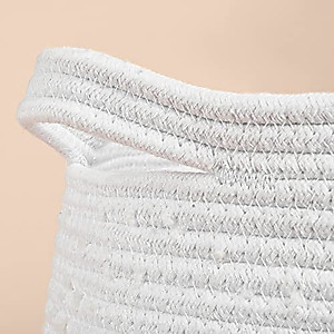 LA JOLIE MUSE 15” Large Cotton Rope Storage Basket with Handles, Versatile Organization and Storage Bin Organizer, Natural and Safe for Baby and Kids, 15”H*14.2”D, White & Desert