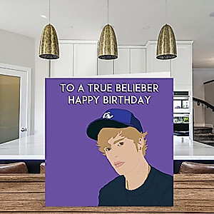Fun Birthday Cards for Women Her - Belieber Day - Happy Birthday Card for Mom Sister Daughter Granddaughter Aunt Grandma, 5.7 x 5.7 Inch Ladies Woman's Funny Bday Pun Greeting Cards