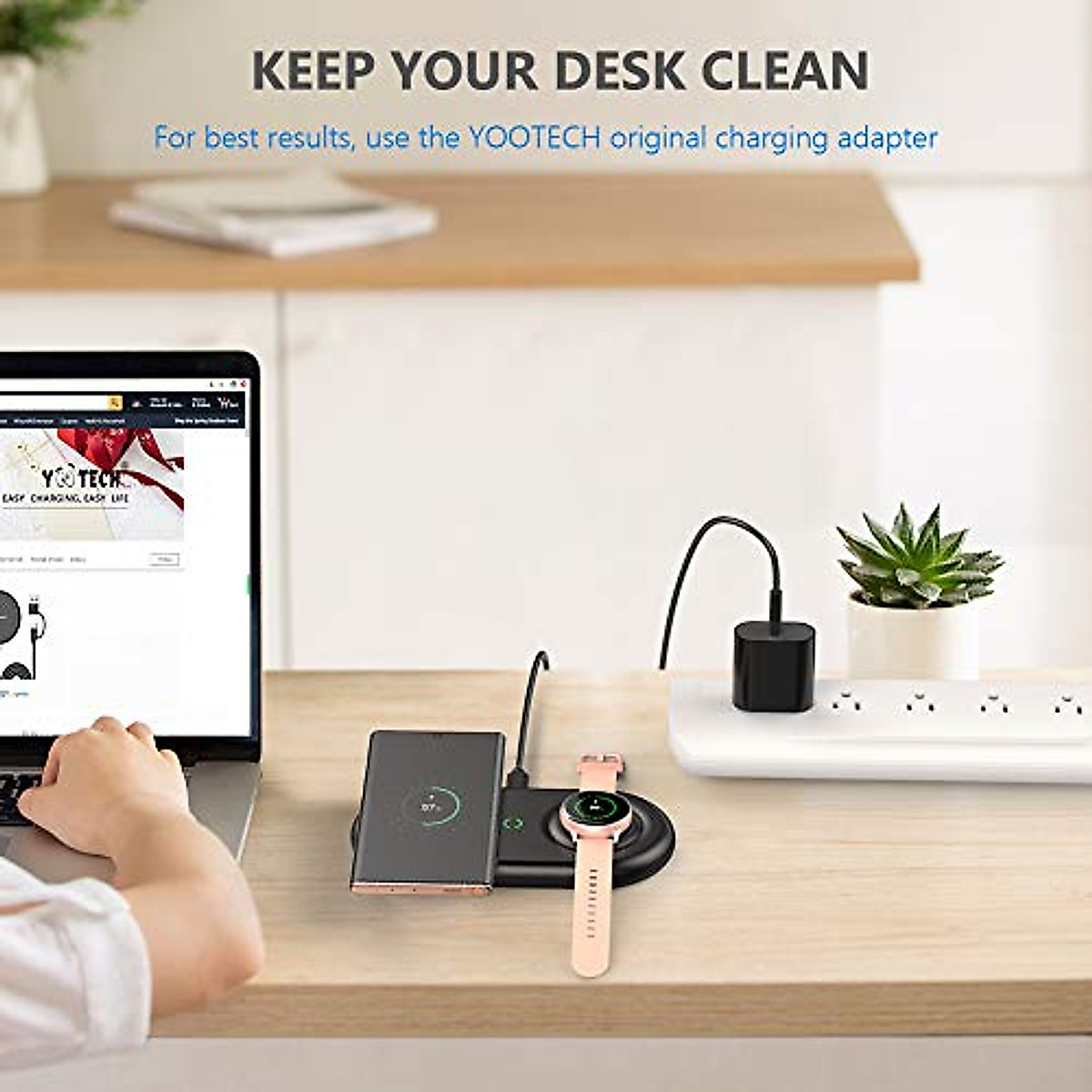 Wireless Charger,Yootech Dual Wireless Charging Pad for Samsung Galaxy Watch 4 Classic/3/Active2/1,Gear S4/S3/Sport,Galaxy Buds 2/Pro/Live, Fast Charger Galaxy S22/S21/S20/S10/S9(with Quick Adapter)