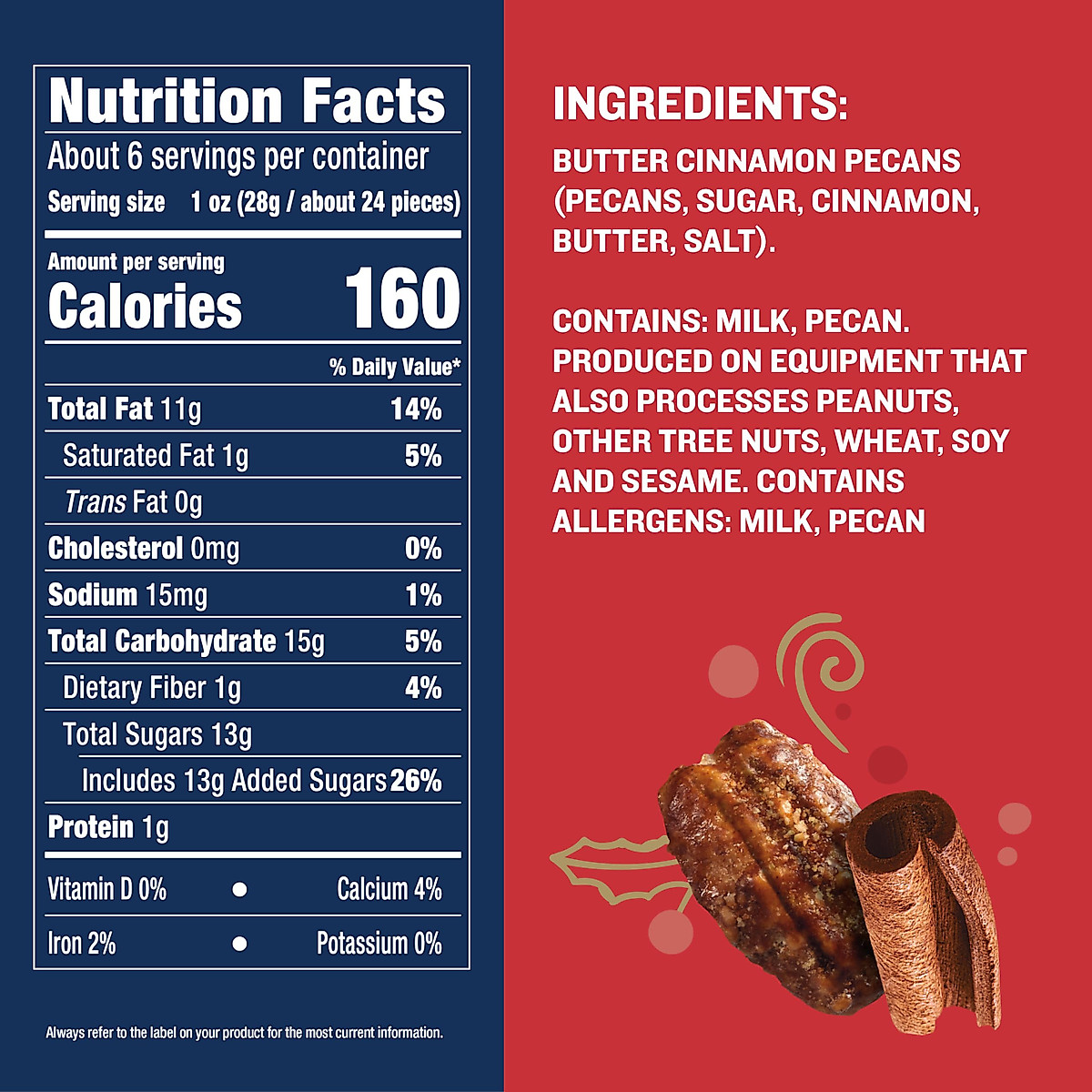 Planters Limited Edition Kettle Cooked Butter Cinnamon Pecans, 5.5 oz Bag