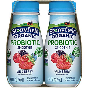 Stonyfield Organic, Low Fat Wild Berry Smoothie, 6 Fl Oz Bottles, 4Ct