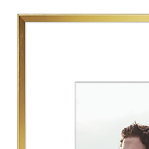 Americanflat Aluminum 16x20 Picture Frame with Shatter-Resistant Glass - Use as 11x14 Frame with Mat or 16x20 Frame Without Mat - Brooklyn Collection - Photo Frame for Wall Display - Gold