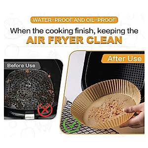 Air fryer liners, 6.3 inches 50PCS Air Fryer Paper Liners Air Fryer Disposable Paper Liner Non-Stick, Oil-Proof, Water-Proof. Food Grade Baking Paper for Roasting Microwave