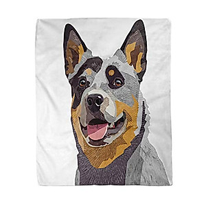 rouihot 60x80 Inches Flannel Throw Blanket Blue Heeler Australian Cattle Dog Animal Beautiful Canine Closeup Home Decorative Warm Cozy Soft Blanket for Couch Sofa Bed