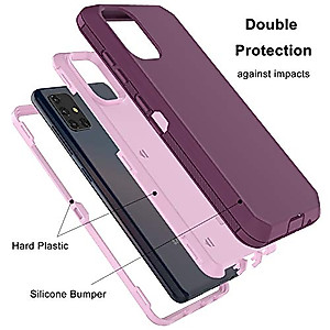Tiflook for Galaxy A51 Case 4G (Not Fit A51 5G Version), Shockproof Heavy Duty Armor Rugged Hard Plastic Rubber Bumper 2-Layer Hybrid Protective Cover Case for Samsung Galaxy A51, Pinkish Purple