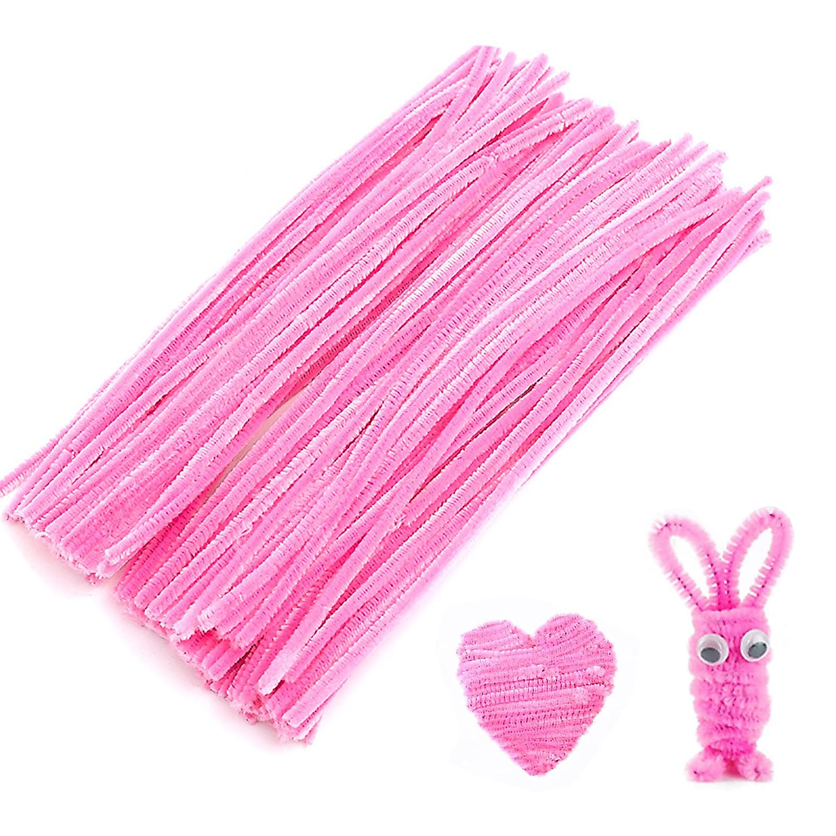 100Pcs Pink Pipe Cleaners，30cmX6mm Pipe Cleaners Craft Chenille Stems for DIY Art Creative Crafts (Pink100)