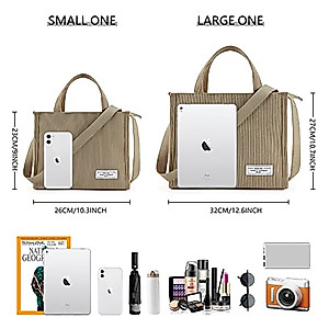 KALIDI Tote Bag Women Large Corduroy Bag with Zipper Fashion Corduroy Tote Handbag Purse Mini Hobo Crossbody Shoulder bag