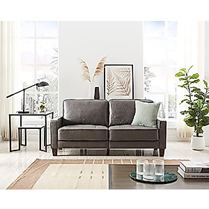 MODERION Loveseat Sofa, 70” L Sofa with Solid Wood Frame, Couches with Technology Fabric, Easy Assembly 2-seat Sofa for Living Room,Office,Small Space Dark Grey TSF21202GY