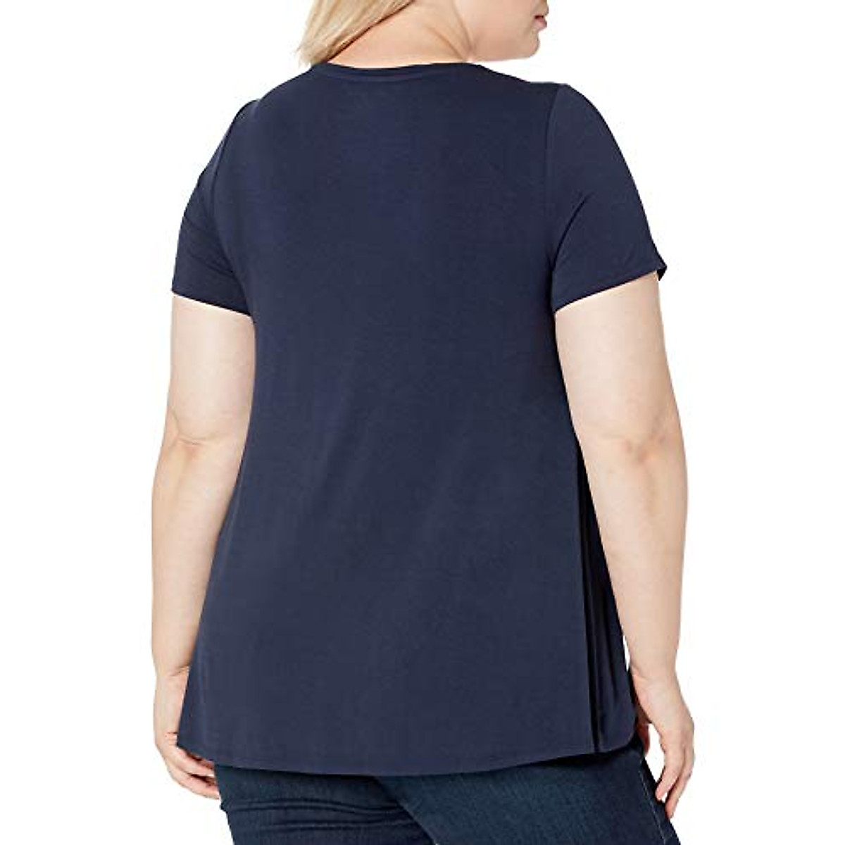 Amazon Essentials Women's Relaxed-Fit Short-Sleeve Scoopneck Swing Tee (Available in Plus Size), Navy, XX-Large