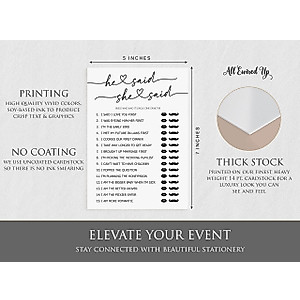 All Ewired Up 50 He Said She Said Game (50-Cards) Wedding Bridal Shower, Fun Bachelorette, Rehearsal Dinner, Minimalist