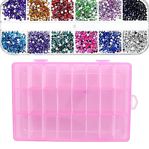 Nail Art Storage Box, 24 Grid Pink Empty Nail Boxes Nail Tips Nail Art Storage Box Plastic Rhinestones Bead Decoration Organizer Case DIY Handmade Gifts Nail Art Supplies Nail Art Container For Beads