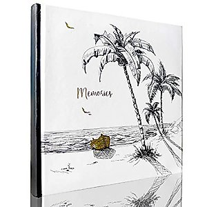 Holoary Photo Album 4x6 160 Photos Two Pictures Per Page, Memo Writing Area for Each Pocket, 160 Pockets 4”x6”, Printed Book Cover Travel Design Natural Beach Memories
