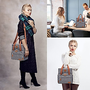 Weitars Lunch Bag for Women Men, Loncheras Para Mujer Dual Compartment Waterproof Reusable Large Lunch Box Wide-Open Cooler Tote Bag For Working Picnic Hiking (15L) (Gray(kahki))