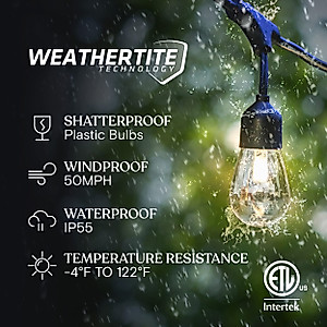 Brightech Ambience Pro Solar Powered Outdoor String Lights - Commercial Grade 27 Ft Waterproof Patio Lights with 12 Edison Bulbs, Shatterproof LED String Lights for Patio - 1W, Warm White