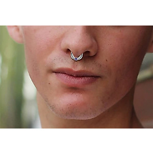 PiercingPoint Light Green Crystal Stone Leaf with Round CZ Stone 16 Gauge Clicker Septum Nose Ring Septum Jewelry