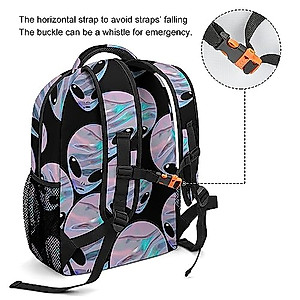 Space Alien Travel Laptop Backpack Casual Daypack with Mesh Side Pockets for Book Shopping Work