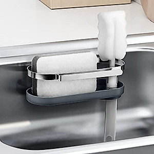 Kitsure Sponge Holder - Multipurpose Sink Caddy Kitchen Sink Organizer, Dish Brush Holder w/ Adhesive Tape, for Sponges, Scrubber, Cleaning Rag, Stainless Steel Sink Caddy, Automatic Drainage