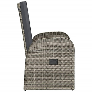 UTSRABFA Conversation Furniture Set Patio Dining Chair Outdoor Club Chair Reclining Patio Chairs 2 pcs with Cushions Poly Rattan Grayfor Garden,Backyard, Lawn, Porch, Poolside