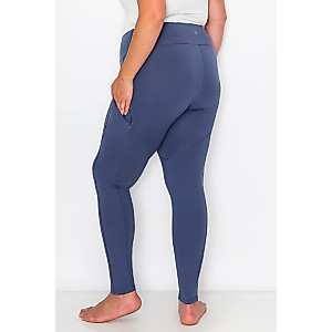 YOGALANDUSA Women's Yoga Workout Leggings – Plus Size High Waisted 4 Way Stretch with Zipper Pocket Casual Active Pants CYP1031PX V.Denim 3X