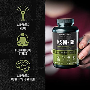 Ashwagandha Root Extract (KSM-66 Ashwagandha) w/ 5% Withanolides - Supplement for Natural Stress Relief, Cognitive Function, Vitality, and Mood Support - 60 Veggie Capsules