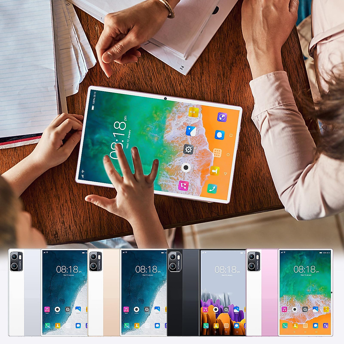 High Configuration 2+16G All Netcom 10.1-inch Android Tablet Computer 10 Core IPS High-Definition Ultra-Thin WiFi Bluetooth Voice Call Game Office Tablet, Gift for Family