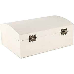 Unfinished Wood Box with Hinged Locking Lid, Wooden Jewelry Box (3 Pack)