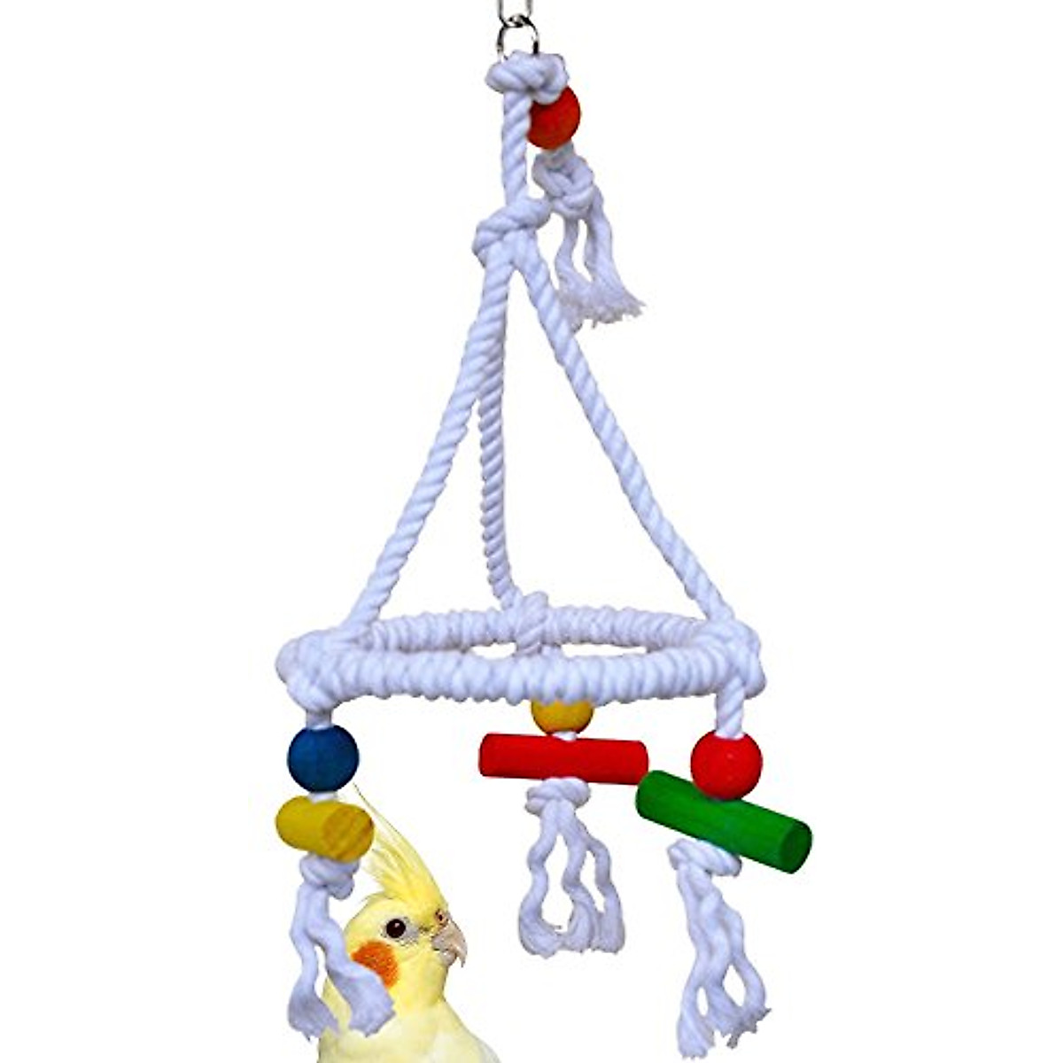 Bonka Bird Toys 1422 Rope Swing Pyramid Perch Toy Parrot Cage Perches Cages Parakeet Lovebird Conure Cockatiel Parakeets Swings Aviary Playground Ring Gym Supplies