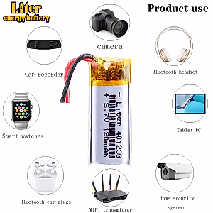 Liter energybattery 3.7V Lipo Battery 120mAh Rechargeable Lithium ion Polymer Battery 401230 Lithium Polymer ion Battery with Two Lines