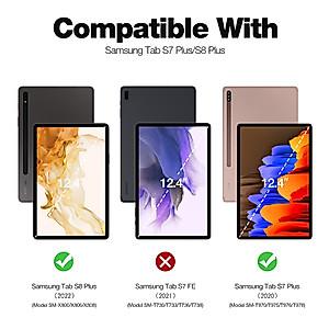 Dexnor Case for Samsung Galaxy Tab S8+ Plus(2022)/Galaxy Tab S7+ Plus (2020) 12.4 Inch, [Built in Screen Protector & Kickstand] with Pen Holder Heavy Duty Shockproof Full Body Protective Cover-Pink
