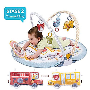 Yookidoo 3-in-1 Urban Baby Gym. Lay-to-Sit Up Play Mat with Tummy Time Pillow and Infant Toys. Easy Fold and Carry. 0-12 Month