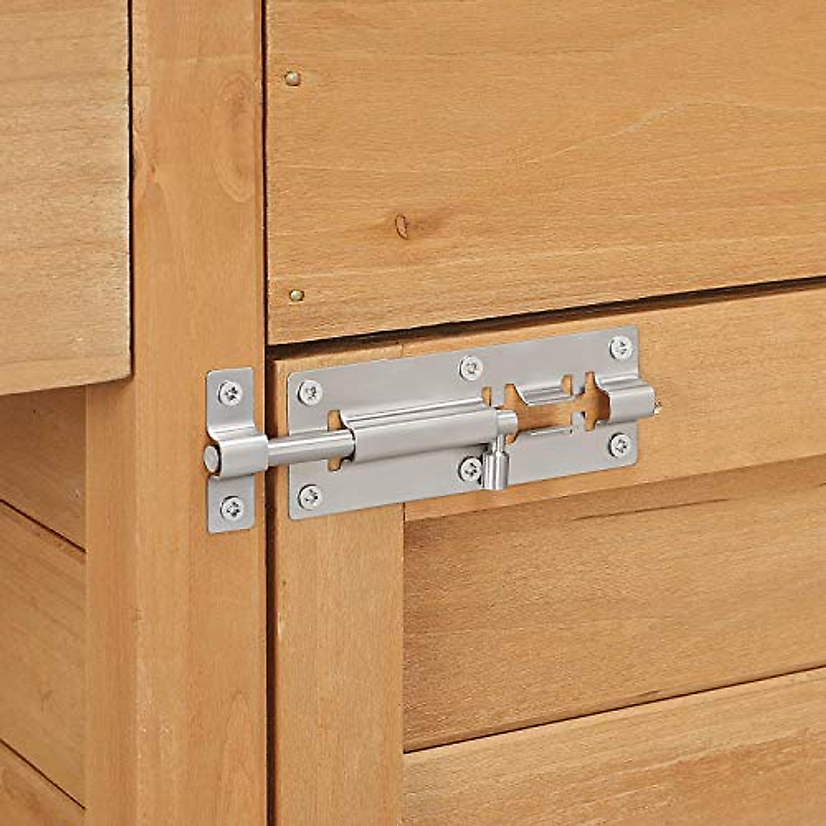 Topeakmart Outdoor Potting Bench Table Work Station Garden Planting with Cabinet & Drawer & Top Shelf & Lower Shelf Natural Wood