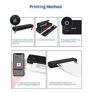 Portable Printer, POLONO MT800 2.0 Wireless Bluetooth Thermal Printer, Support 8.5" X 11" US Letter, Compatible with Android and iOS, Mobile Thermal Transfer Printer for Travel, Mobile Office and Home