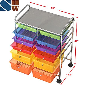 Simple Houseware 12-Drawers Rolling Storage Cart, Multicolor